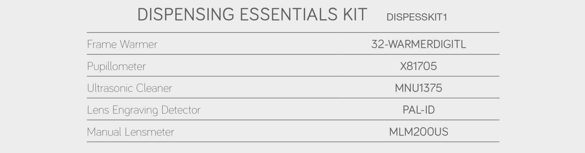 Dispensing Essentials Kit - Essilor Instruments USA