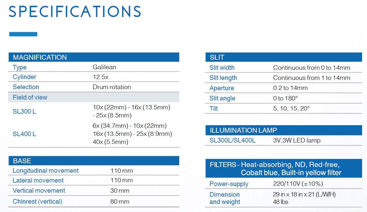 SL300 / SL400 Slit Lamps - Essilor Instruments USA
